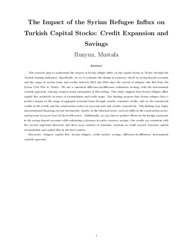 (PDF) The Impact of the Syrian Refugee Influx on Turkish Capital Stocks ...