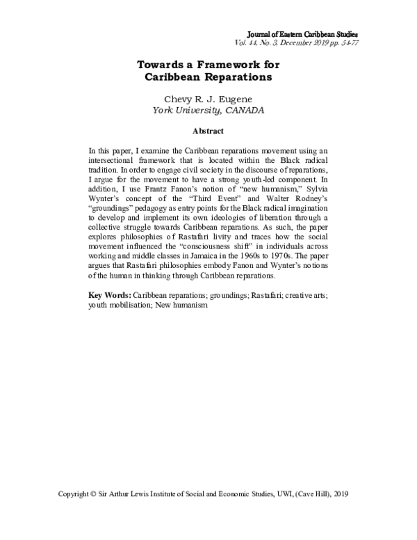(PDF) Towards a Framework for Caribbean Reparations