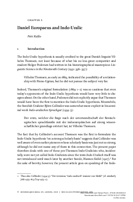 (PDF) Daniel Europaeus and Indo-Uralic