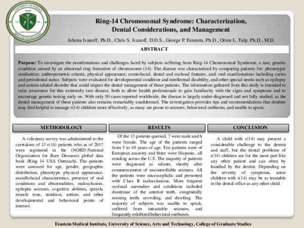 (PDF) Ring-14 Chromosomal Syndrome: Characterization, Dental ...