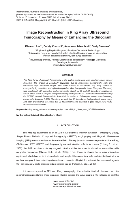 (PDF) Image Reconstruction in Ring Array Ultrasound Tomography by Means ...