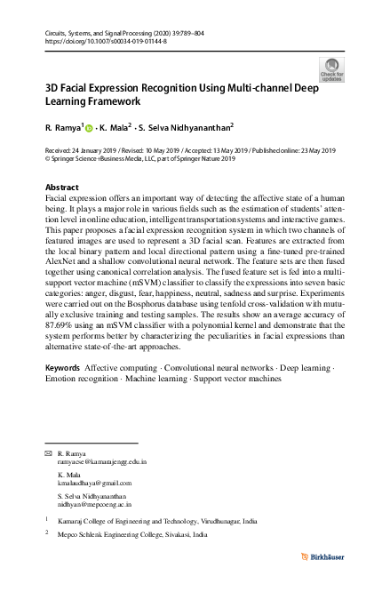 (PDF) 3D Facial Expression Recognition Using Multi-channel Deep ...