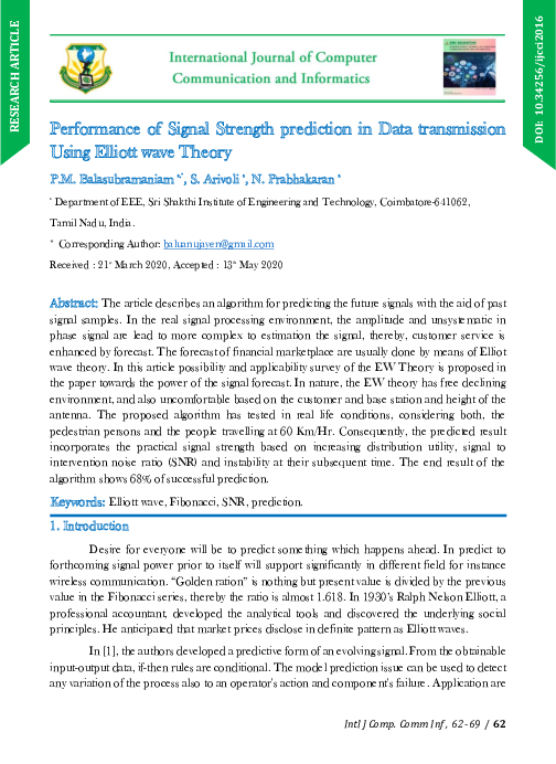 Pdf Performance Of Signal Strength Prediction In Data Transmission Using Elliott Wave Theory