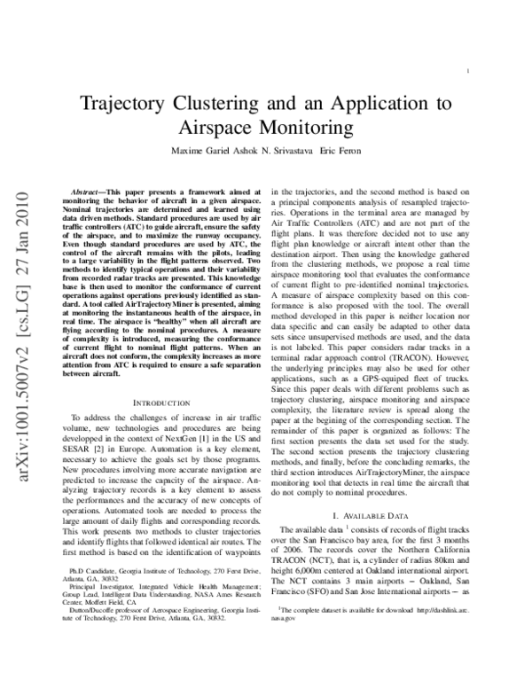 (PDF) Trajectory Clustering and an Application to Airspace Monitoring