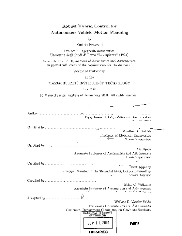 (PDF) Robust hybrid control for autonomous vehicle motion planning