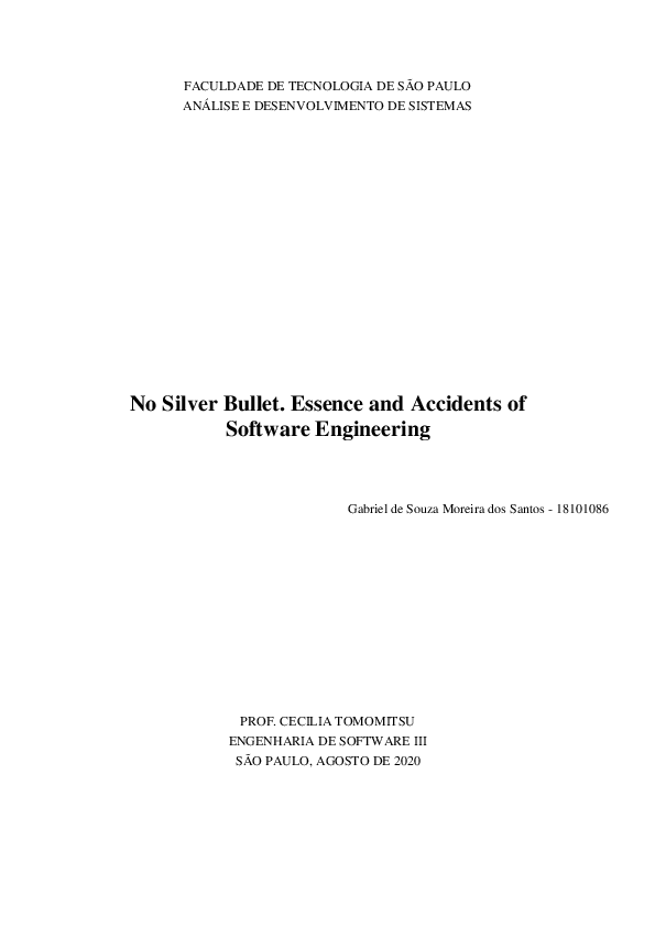 (PDF) No Silver Bullet. Essence and Accidents of Software Engineering