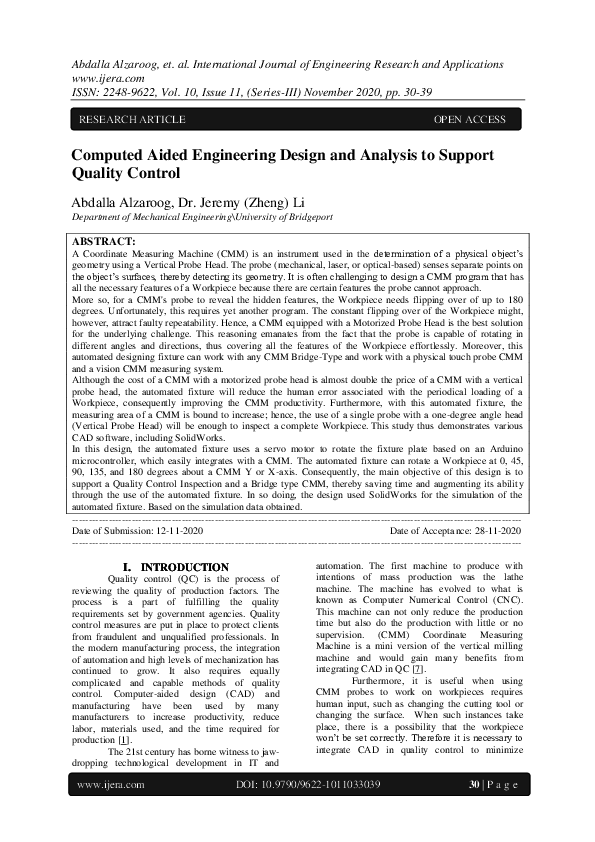 (PDF) Computed Aided Engineering Design and Analysis to Support Quality ...