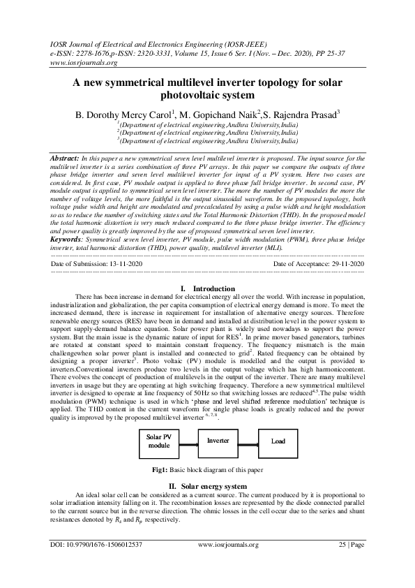(PDF) A new symmetrical multilevel inverter topology for solar photovoltaic system