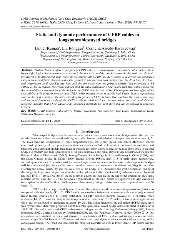 (PDF) Static and dynamic performance of CFRP cables in ...