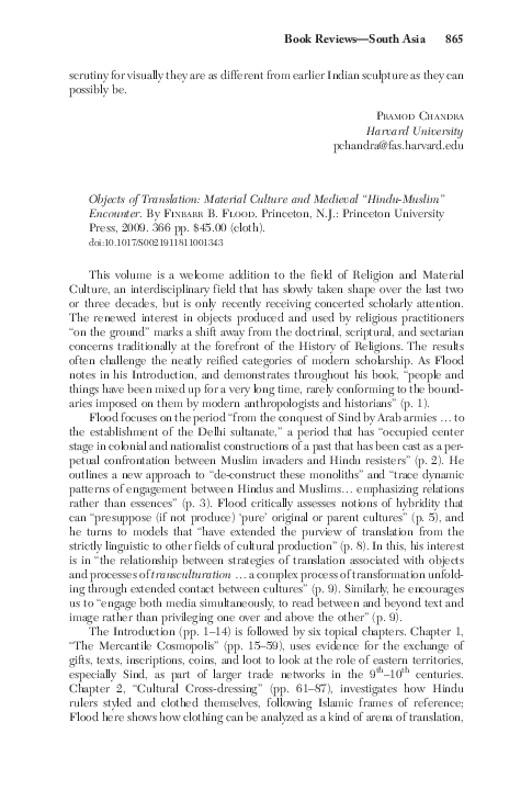 (PDF) Objects of Translation: Material Culture and Medieval “Hindu ...