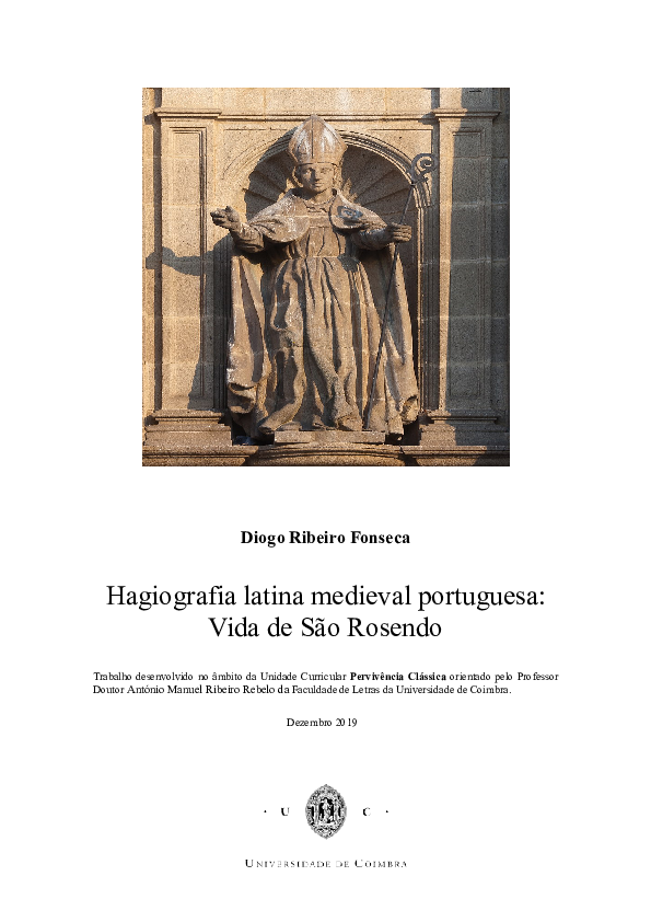 (PDF) HAGIOGRAFIA LATINA MEDIEVAL PORTUGUESA: VIDA DE SÃO ROSENDO