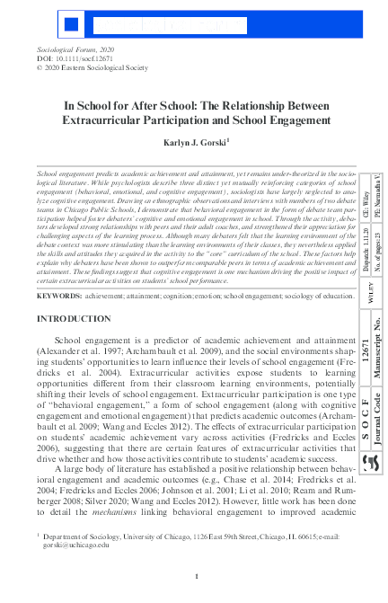 (PDF) In School for After School: The Relationship Between ...