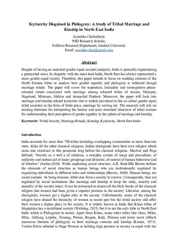 (DOC) Kyriarchy Disguised in Philogyny: A Study of Tribal Marriage and ...