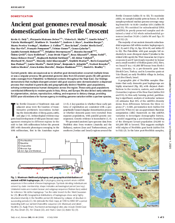 (PDF) Ancient goat genomes reveal mosaic domestication in the Fertile ...