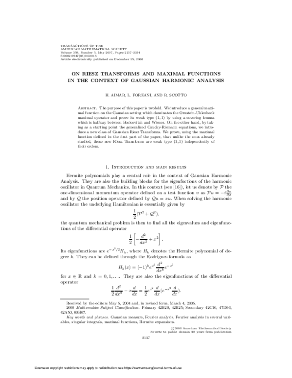Pdf On Riesz Transforms And Maximal Functions In The Context Of