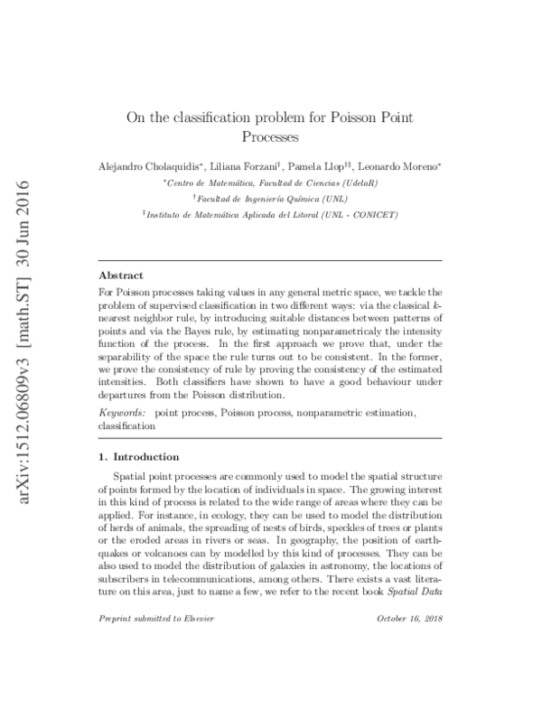 (PDF) On the classification problem for Poisson point processes