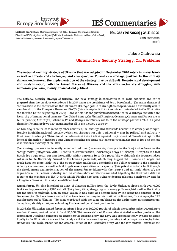(PDF) Ukraine: New Security Strategy Old Problems