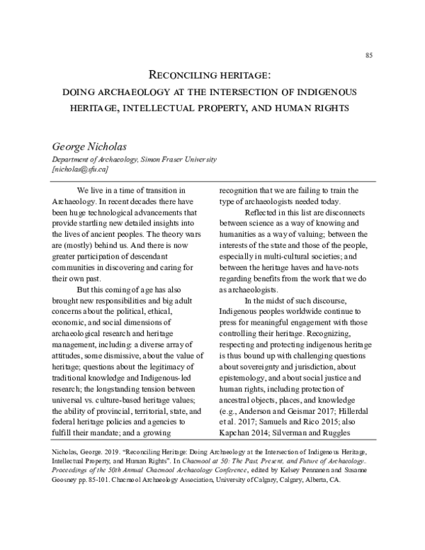 (PDF) Reconciling Heritage: Doing Archaeology at the Intersection of ...