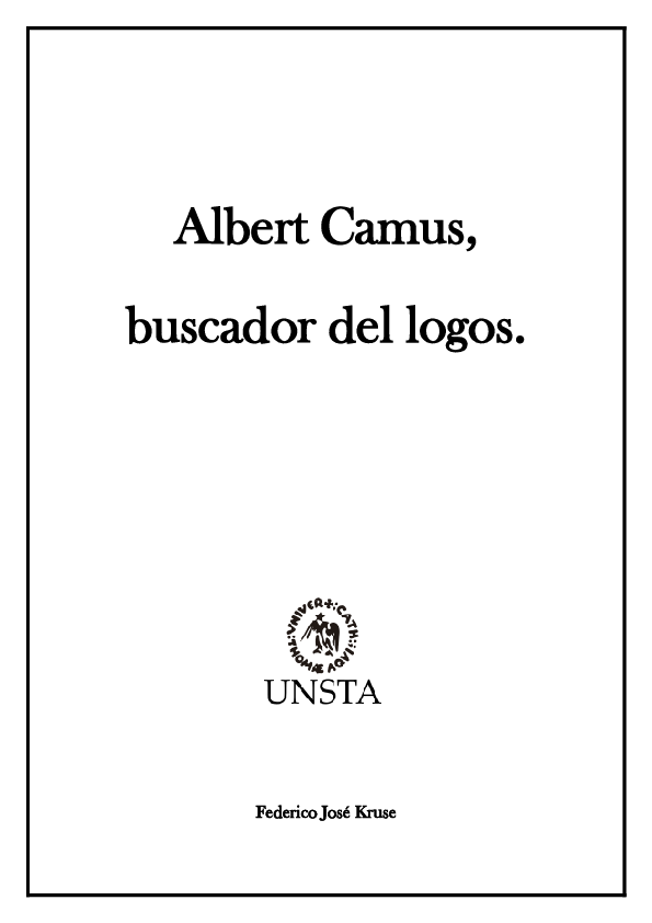 (PDF) Albert Camus, buscador del logos