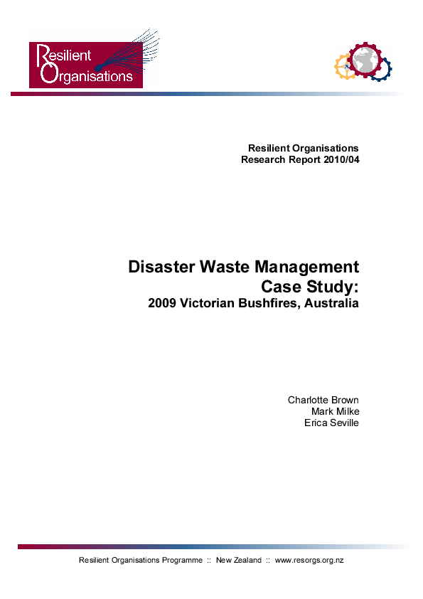 (PDF) Disaster Waste Management Case Study: 2009 Victorian Bushfires ...