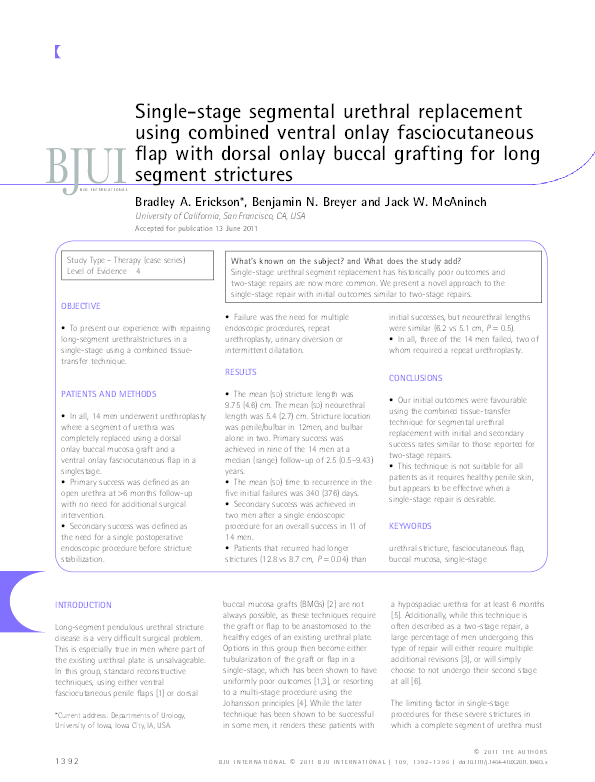 (PDF) Single-stage segmental urethral replacement using combined ...