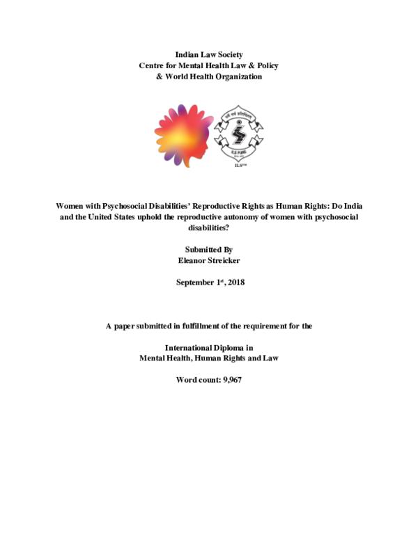(PDF) Women with Psychosocial Disabilities' Reproductive Rights as ...