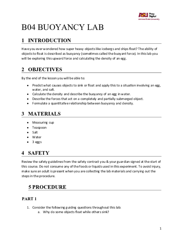 (DOC) B04 BUOYANCY LAB introduction