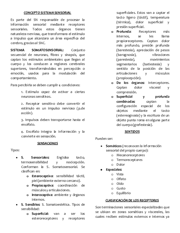 (DOC) CONCEPTO SISTEMA SENSORIAL