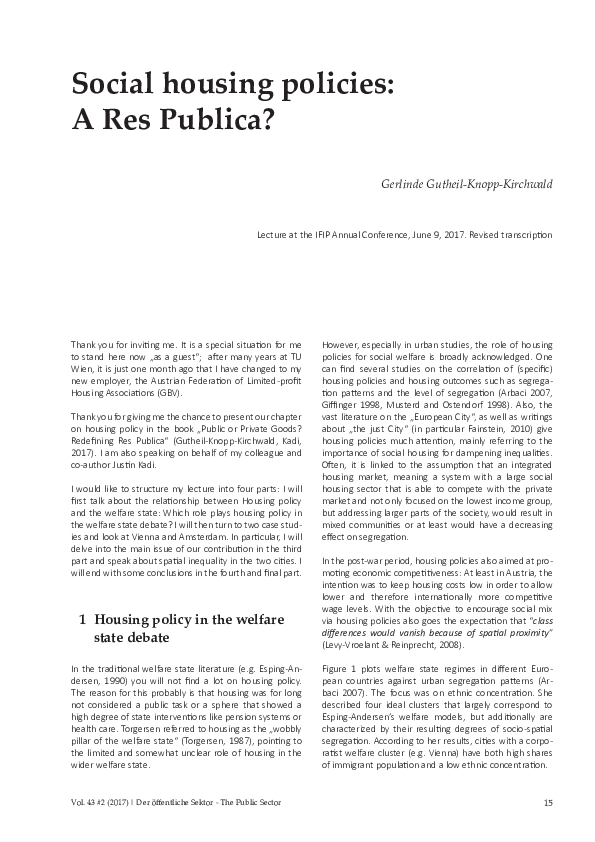 (PDF) Social housing policies: A Res Publica?