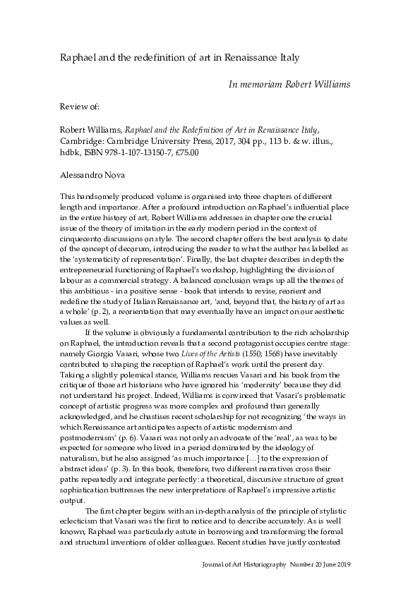 (PDF) Raphael and the redefinition of art in Renaissance Italy. In ...
