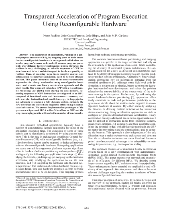 (PDF) Transparent Acceleration of Program Execution using Reconfigurable Hardware