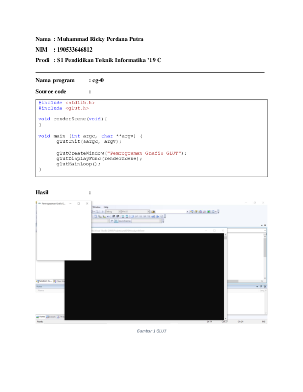 (PDF) Laporan Praktikum Grafika Komputer 1 Instalasi OpenGL