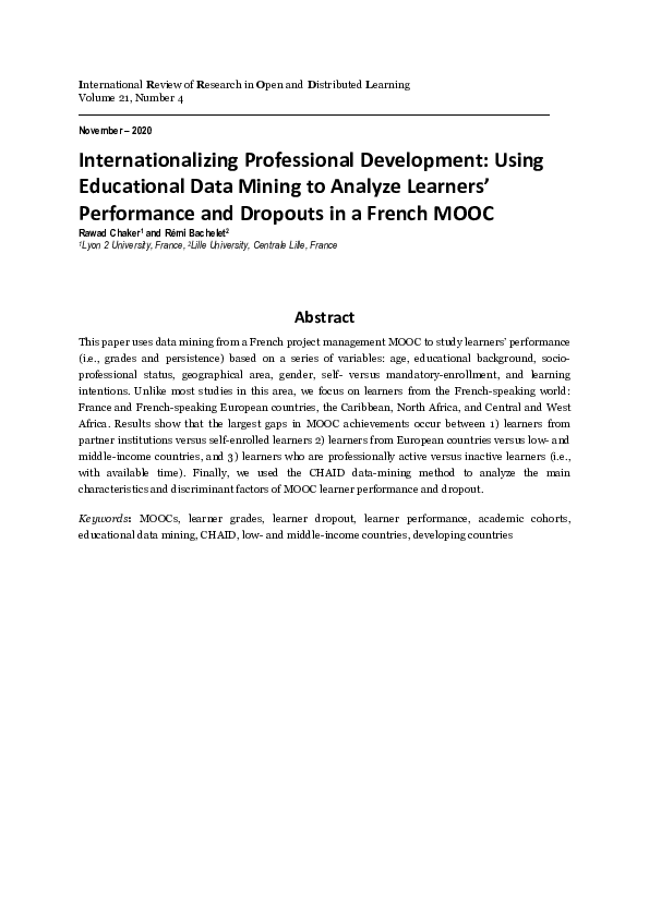 (PDF) Internationalizing Professional Development: Using Educational Data Mining to Analyze ...