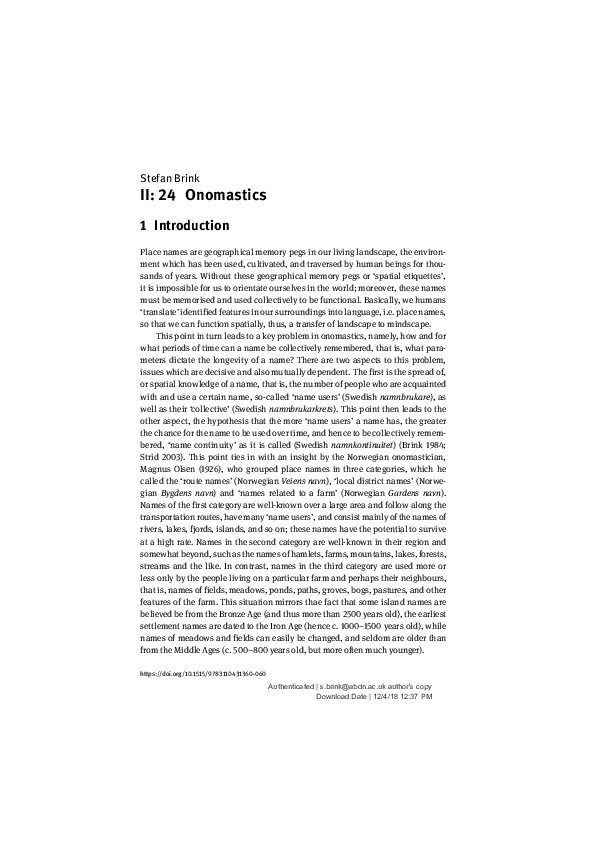 (PDF) "Memory – Onomastics"