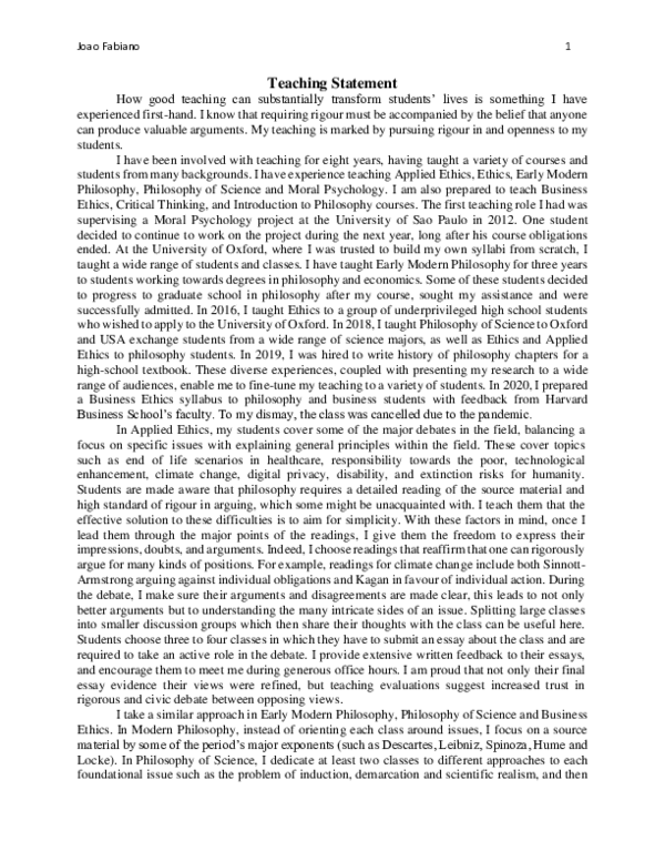 (PDF) Teaching Statement