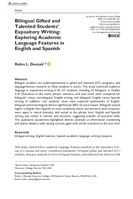 (PDF) Bilingual Gifted and Talented Students' Expository Writing ...