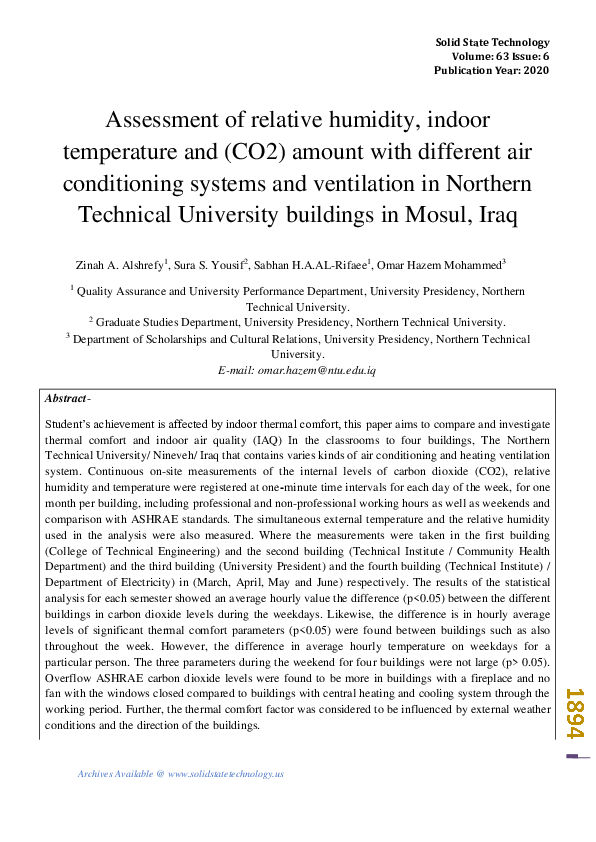 (PDF) Assessment of relative humidity, indoor temperature and (CO2 ...