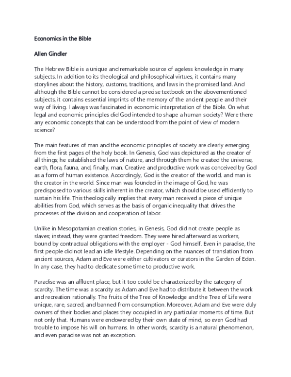 (PDF) Economics in the Bible