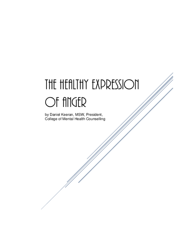 (PDF) The Healthy Expression of Anger