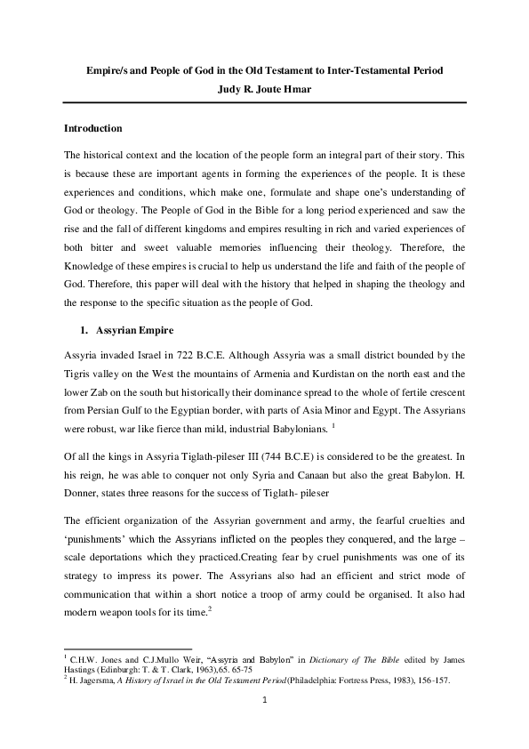 (PDF) Empire/s and People of God in the Old Testament to Inter ...