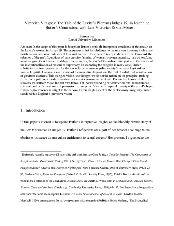 (PDF) Victorian Viragoes: The Tale of the Levite's Woman (Judges 19) in ...