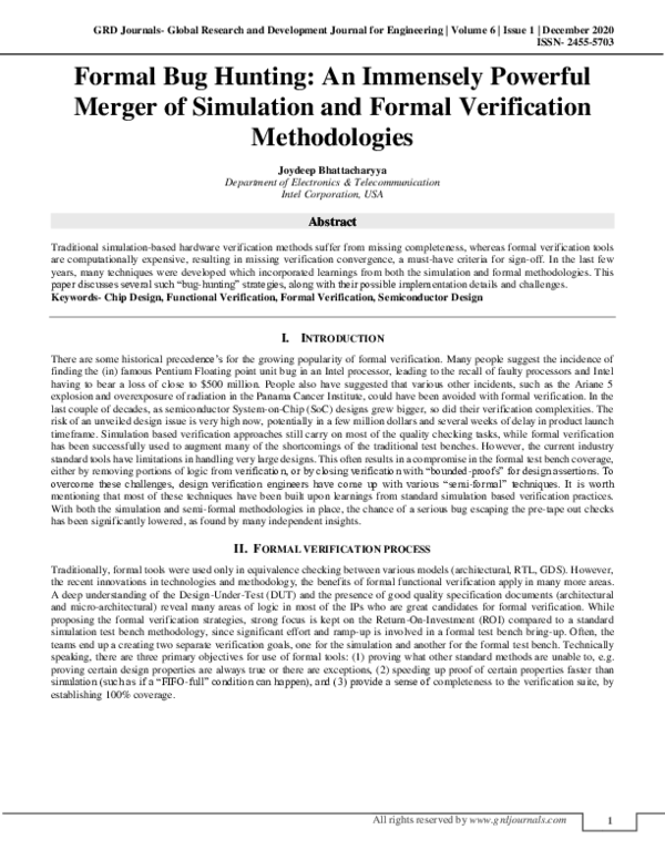 (PDF) Formal Bug Hunting: An Immensely Powerful Merger of Simulation and Formal Verification ...