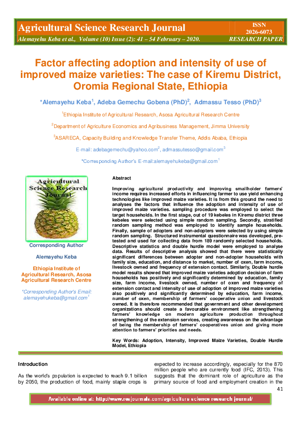 (PDF) Cassava Production, Processing and Utilization in South Western Part of Ethiopia | Abebe ...
