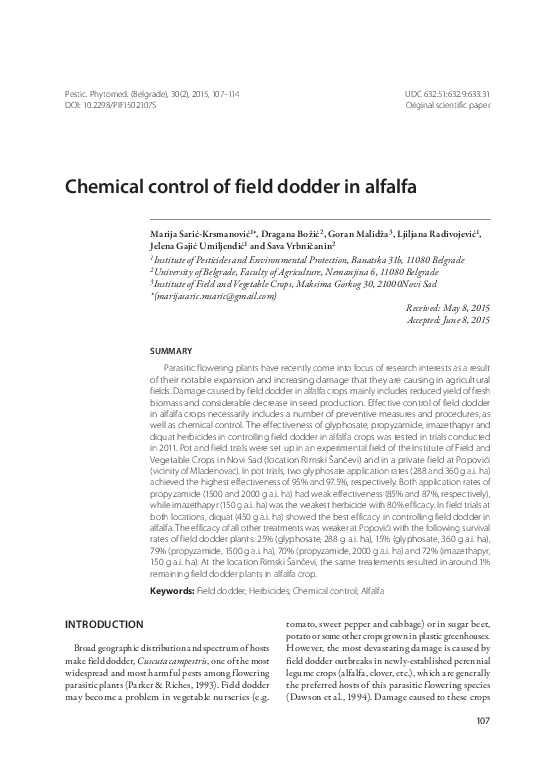 (PDF) Chemical control of field dodder in alfalfa