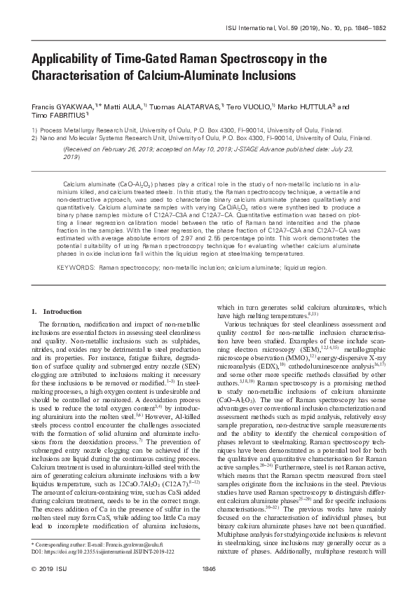 (PDF) Applicability of Time-Gated Raman Spectroscopy in the Characterisation of Calcium ...