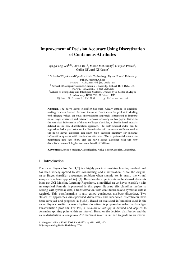 (PDF) Improvement of Decision Accuracy Using Discretization of ...