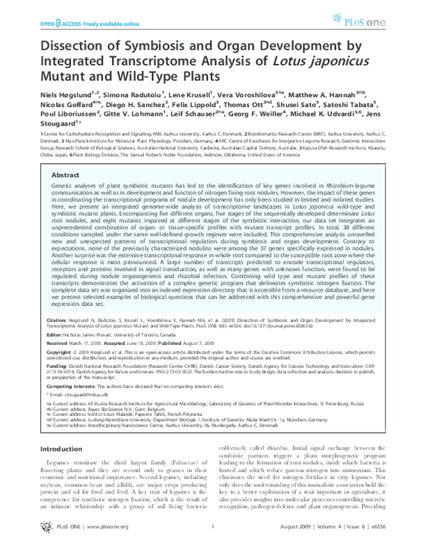 (PDF) Dissection of Symbiosis and Organ Development by Integrated ...