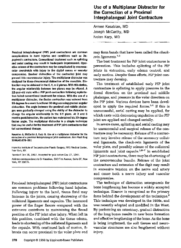 (PDF) Use of a Multiplanar Distracter for the Correction of a Proximal ...