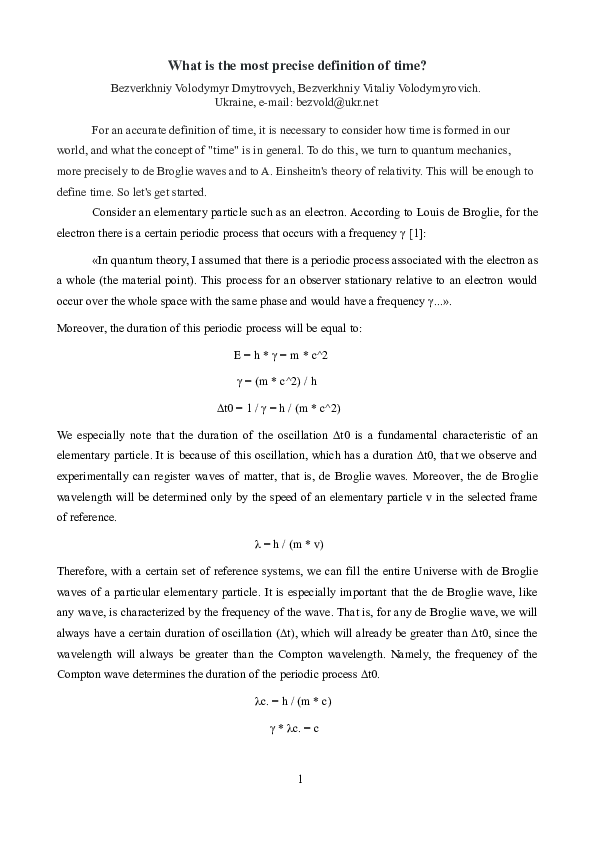 (PDF) What is the most precise definition of time?