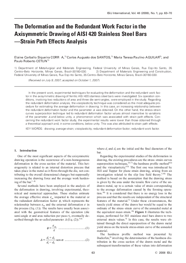 (PDF) The Deformation and the Redundant Work Factor in the Axisymmetric ...